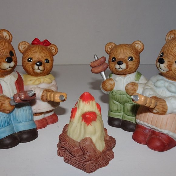 Homco | Accents | Homco Teddy Bear Campfire Set Set Of 4 Bears Set 446 ...